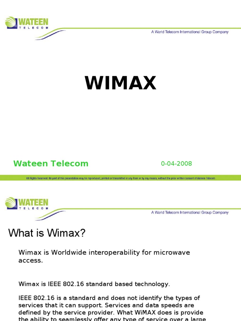 Wateen Presentation On Wimax | PDF | Wi Max | Internet Access