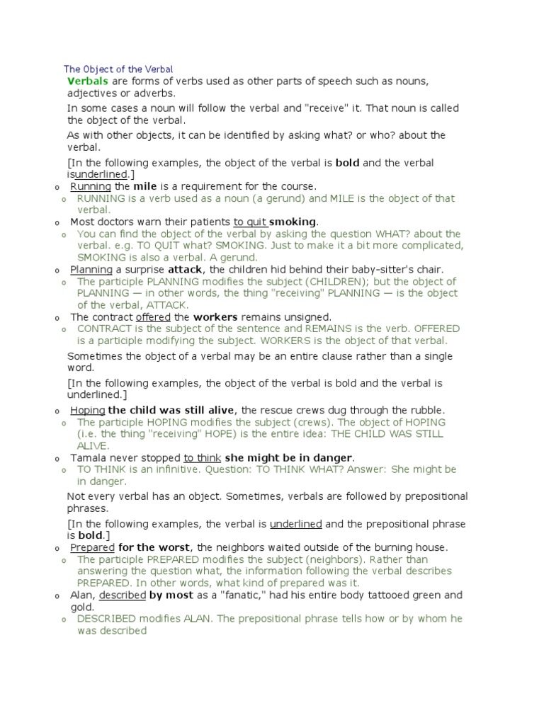 The Object of The Verbal | PDF | Preposition And Postposition | Verb
