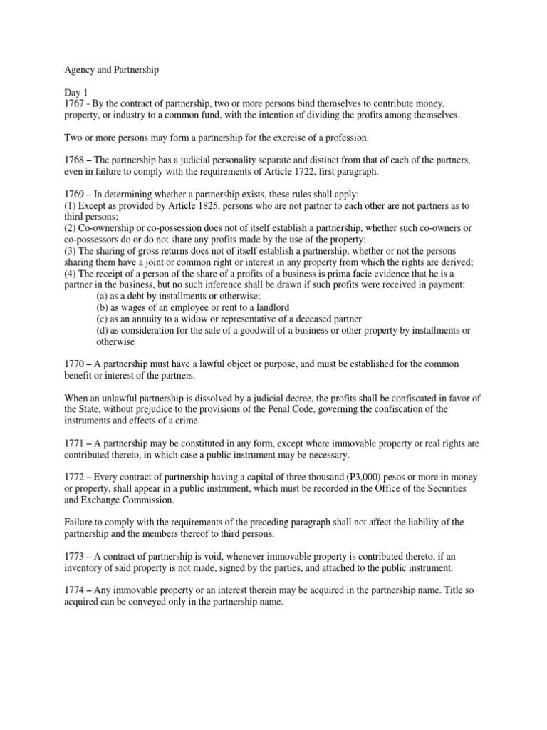 Agency and Partnership 1st Day Rocky Reyes | PDF | Partnership ...