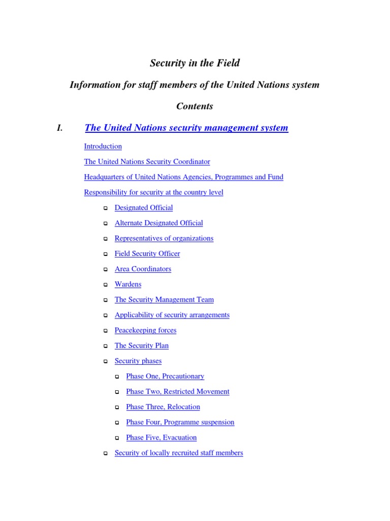 United Nations Security Management System | PDF | United Nations ...