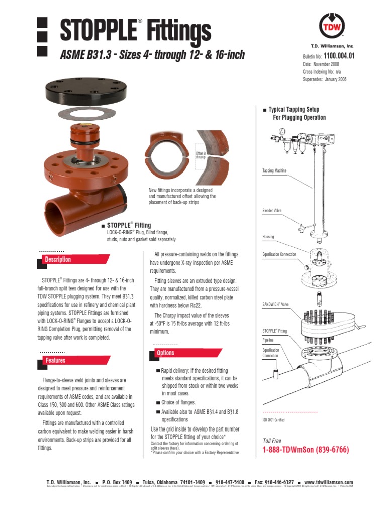 Stopple Fitting | Gas Technologies | Mechanical Engineering