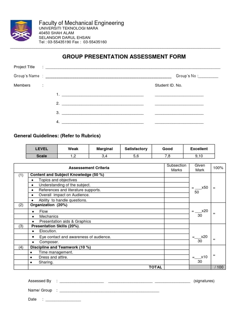 Engineering Presentation Rubric | PDF
