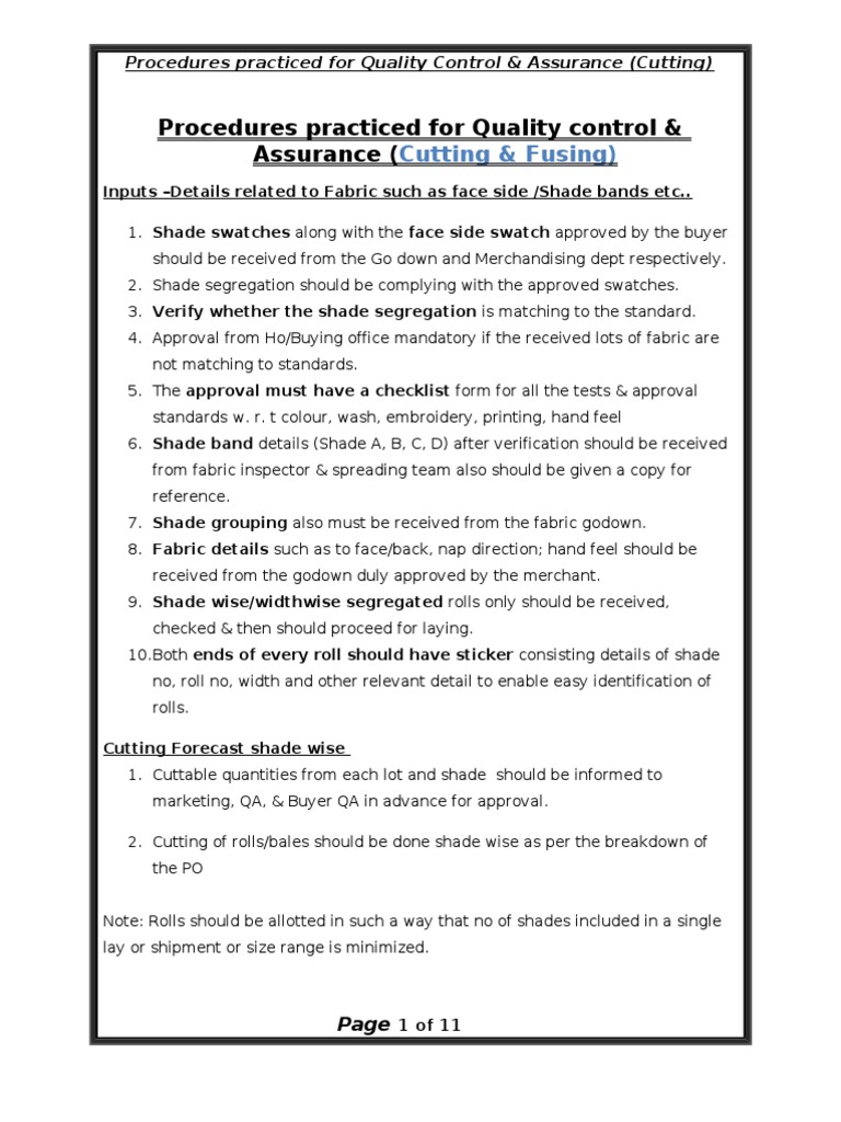 2b.understanding Quality Procedures in Cutting & Fusing | PDF | Casting ...