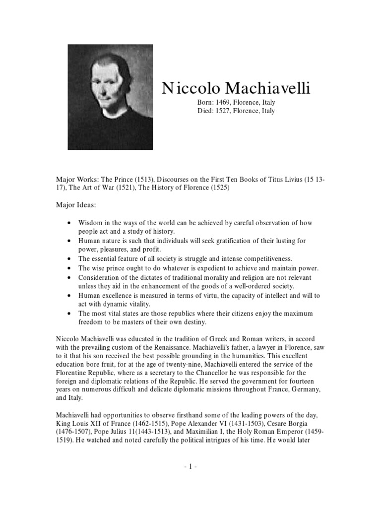 Machiavelli: Life and Political Philosophy | PDF | The Prince | Niccolò ...