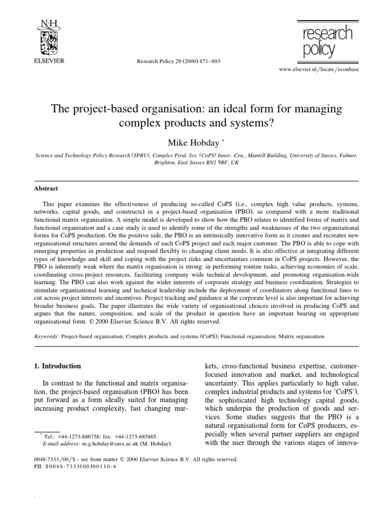 Functional Org Vs Project Based Article PDF | PDF