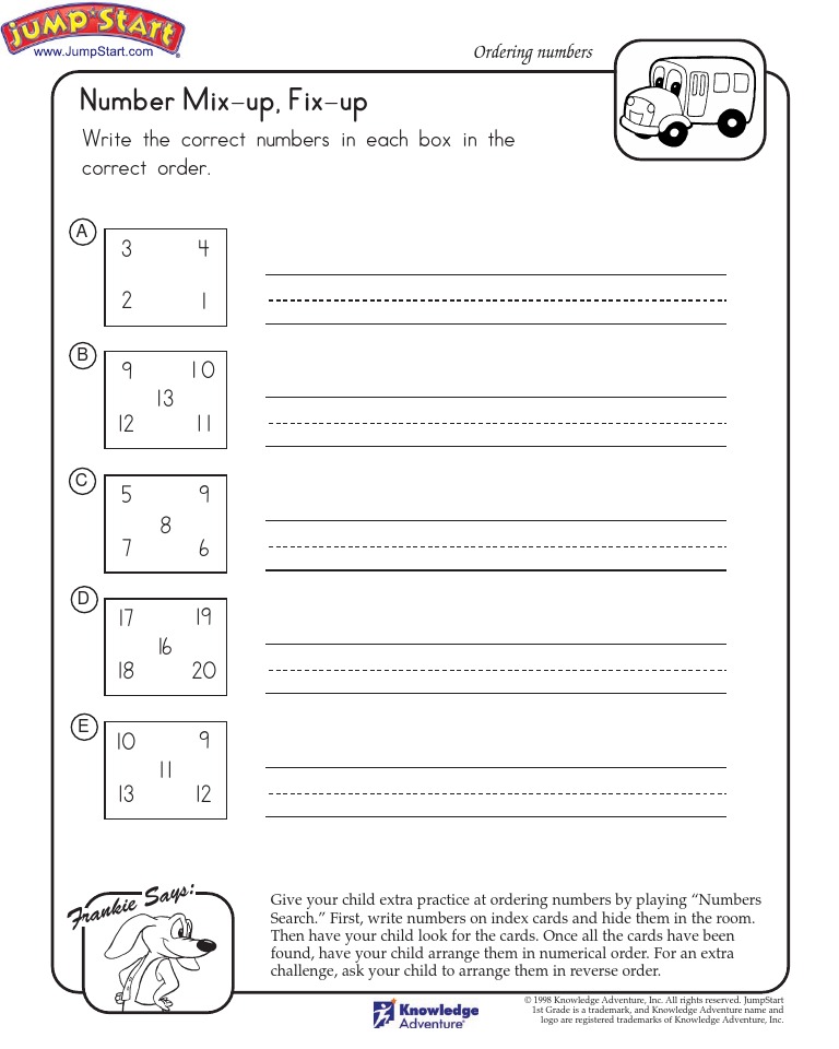 Number Mix-Up, Fix-Up: Write The Correct Numbers in Each Box in The ...