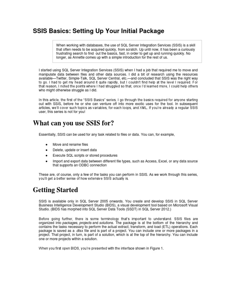 SSIS Basics | PDF | Microsoft Sql Server | Microsoft Excel