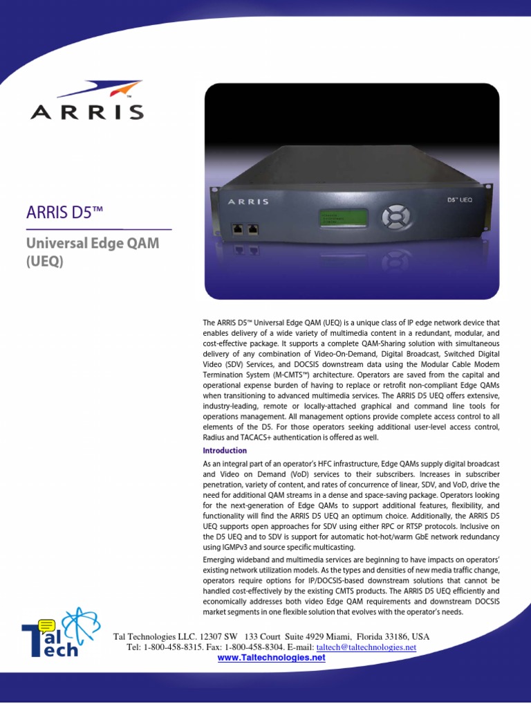 Arris D5™: Universal Edge QAM (UEQ) | PDF | Video On Demand | Network ...