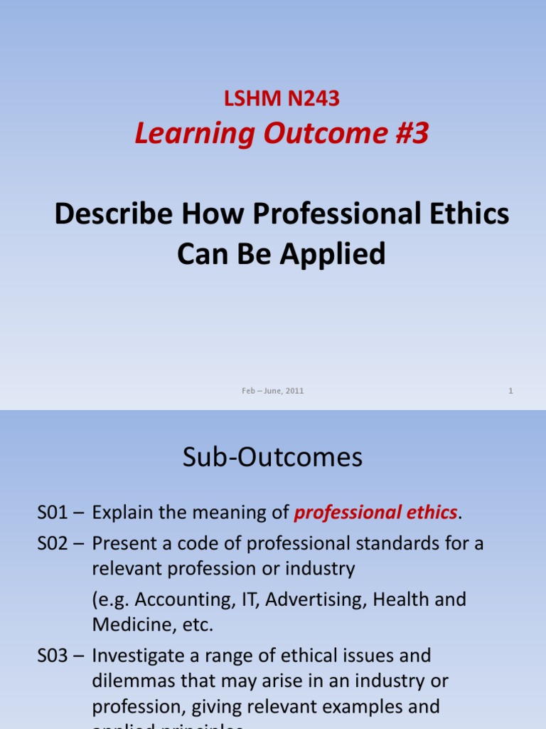 Lo3 Ethics1 | PDF | Profession | Professional Ethics