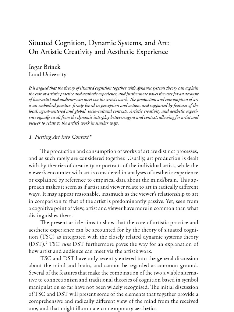 Situated Cognition Dynamic Systems | PDF | Thought | Perception Situated Cognition Dynamic Systems | PDF | Thought | Perception