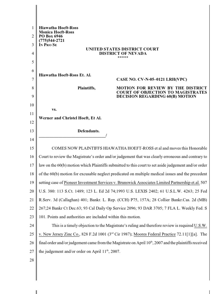Motion For Review of 60 (B) Motion | PDF | Default Judgment | United ...