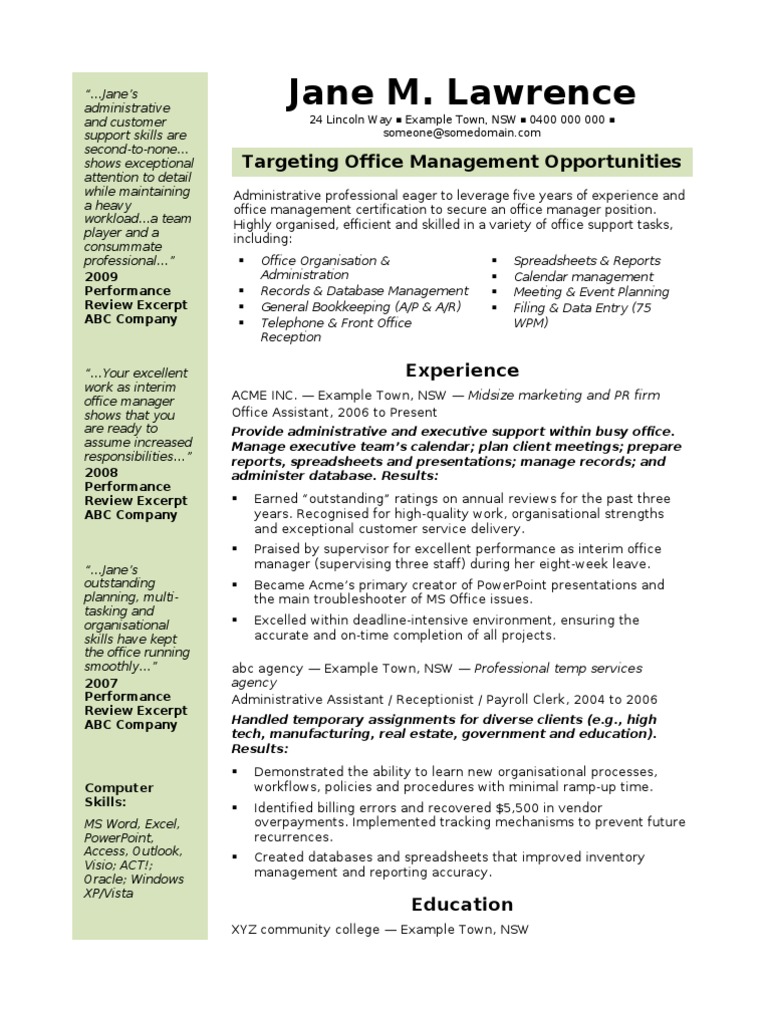 4.office Assistant CV Template | PDF | Databases | Microsoft Excel