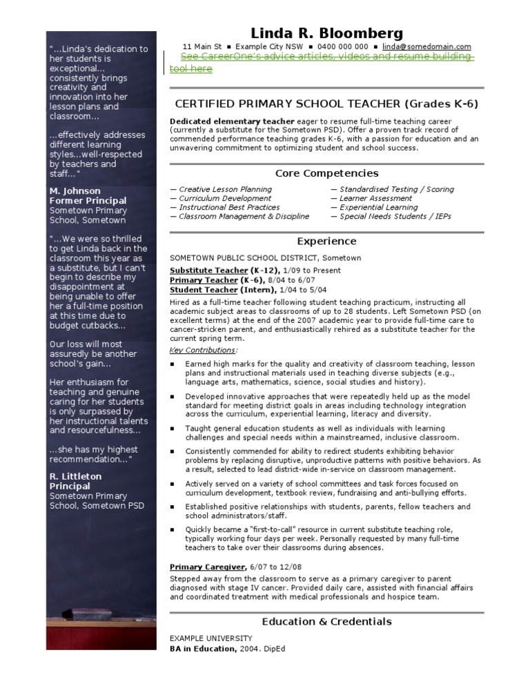 1.school Teacher CV Template | PDF