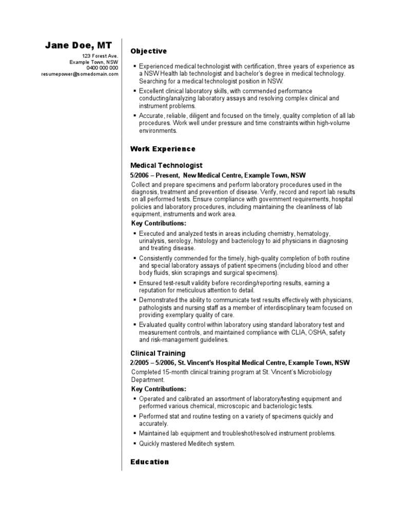 4.medical Technologist CV Template | PDF