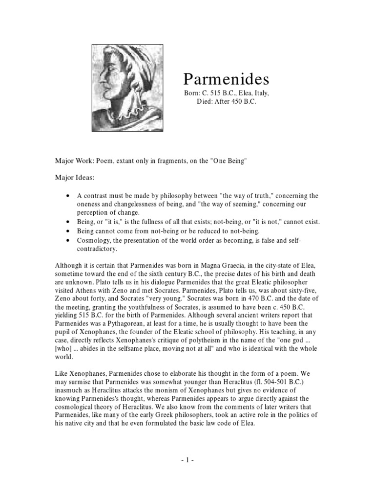 Philosopher Profiles Parmenides | PDF | Ancient Greek Philosophy | Plato