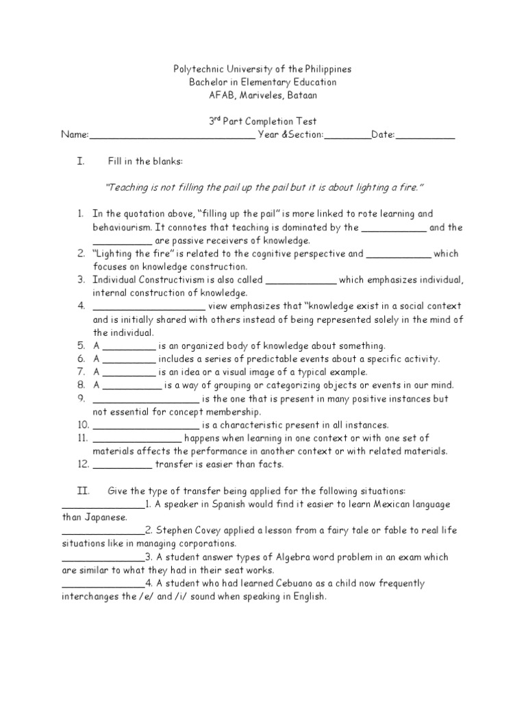 Elementary Education Test Guide | PDF | Constructivism (Philosophy Of ...
