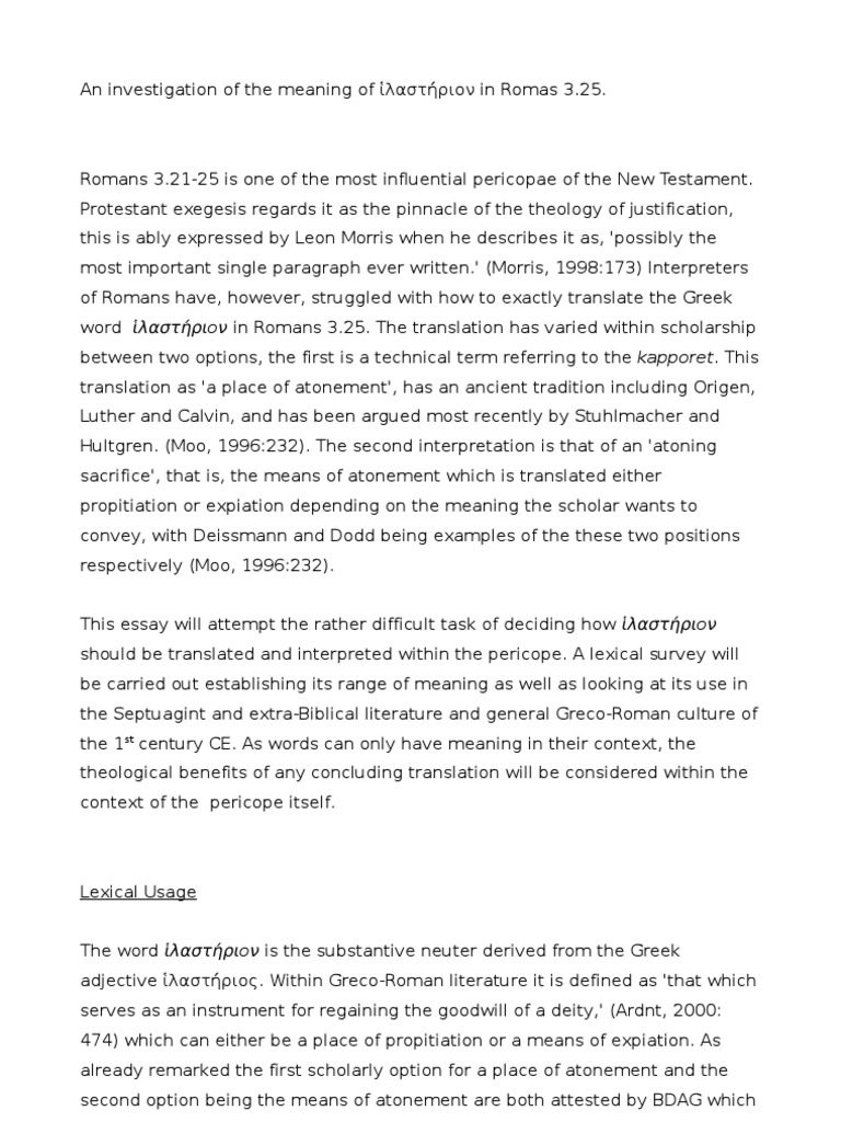 Hilasterion Final | PDF | Abrahamic Religions | Bible