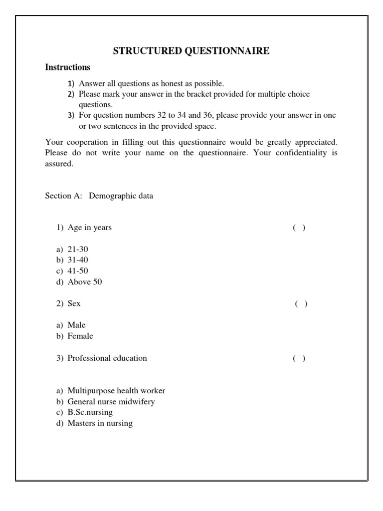 Questionnaire On Nursing Documentation | PDF | Nursing | Health Care