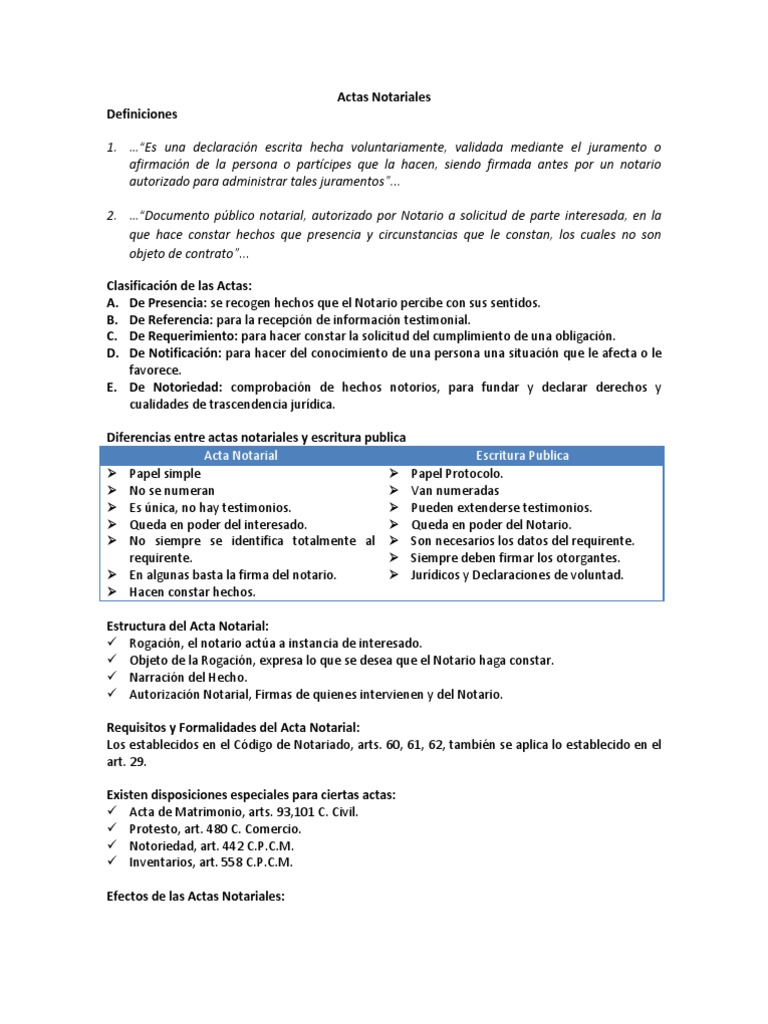 Actas Notariales | Derecho Civil (Common Law) | Ley común