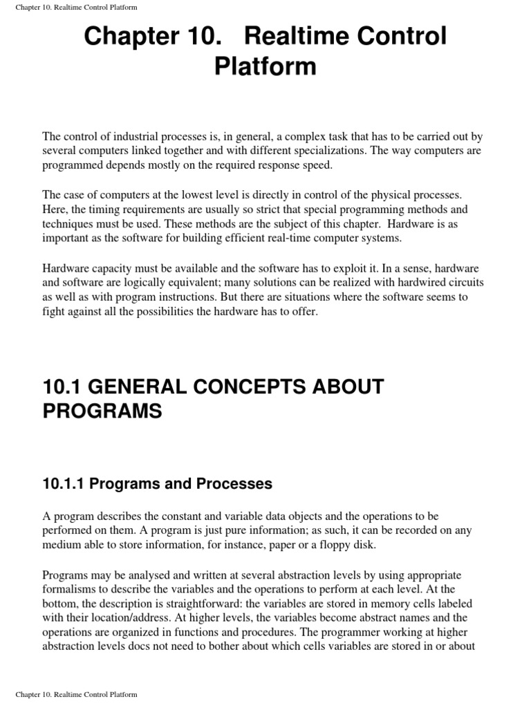 Chapter 10. Realtime Control Platform: 10.1 General Concepts About ...