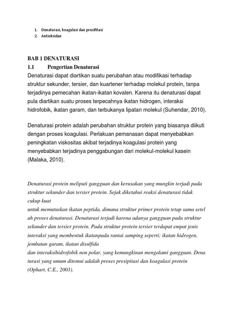 Denaturasi, Koagulasi, dan Presipitasi Protein | PDF