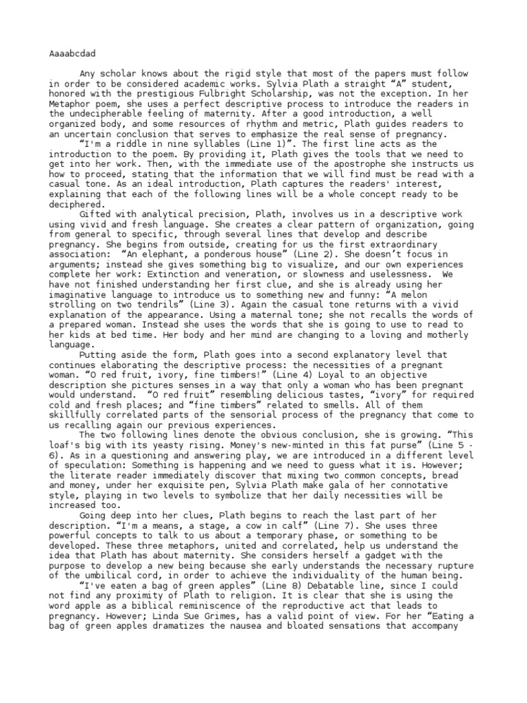 Sylvia Plath | PDF | Pregnancy | Metaphor
