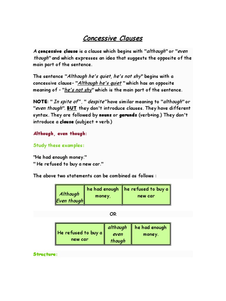 Concessive Clauses | PDF