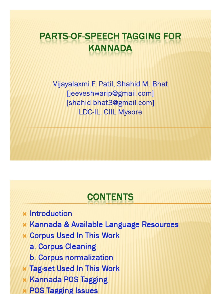 4Parts-Of-speech Tagging for Kannada | Verb | Pronoun