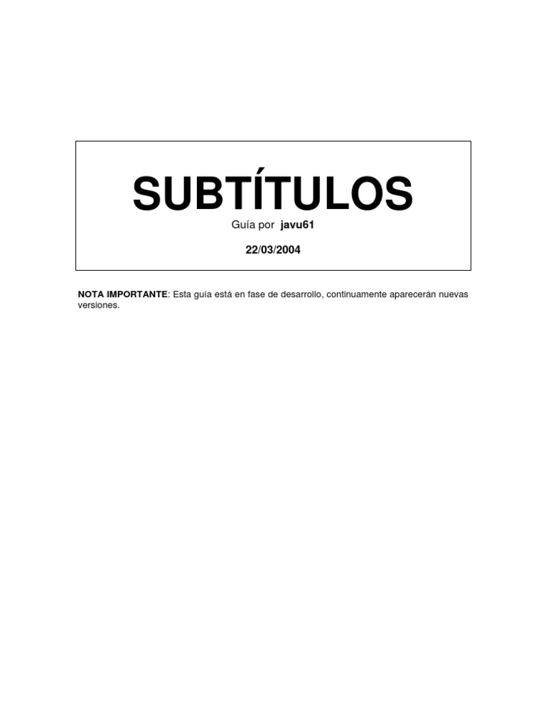 Guia de Subtitulos | Traducciones | Puntuación