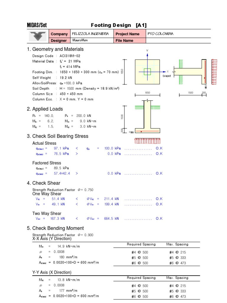 Footing Design Analysis Report | PDF