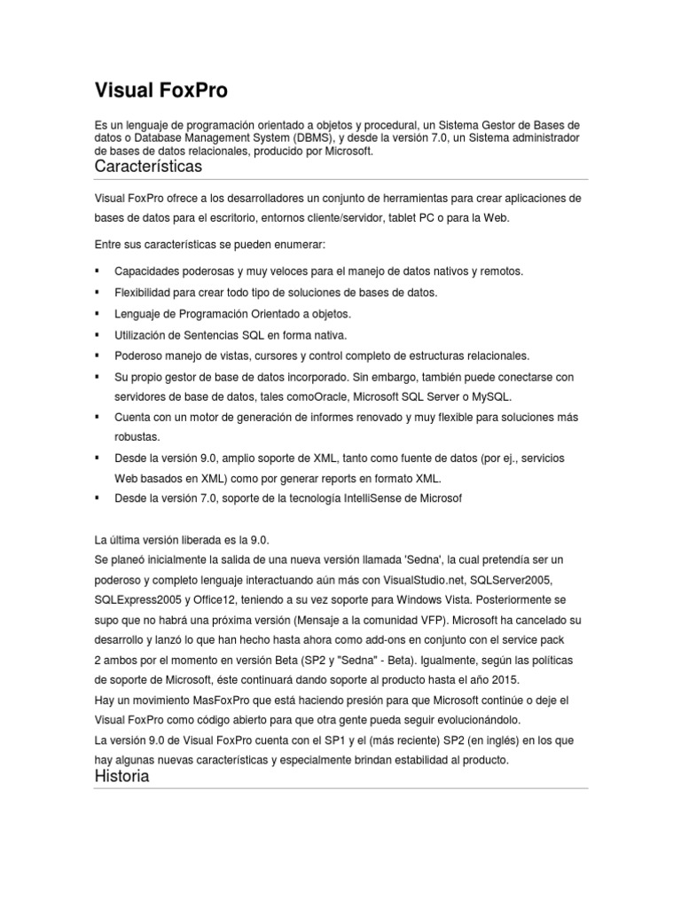 Visual FoxPro - Comandos) | Descargar gratis PDF | Bases de datos | Datos de computadora