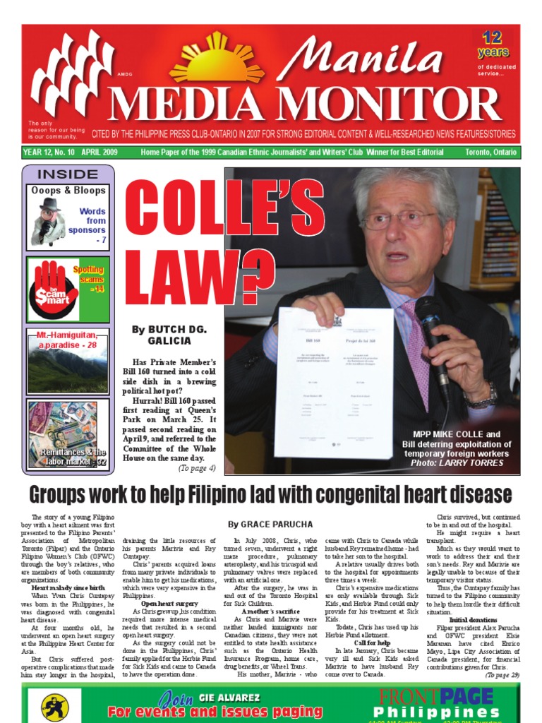 Manila Media Monitor - APRIL 2009 | PDF | Newspapers | Employment