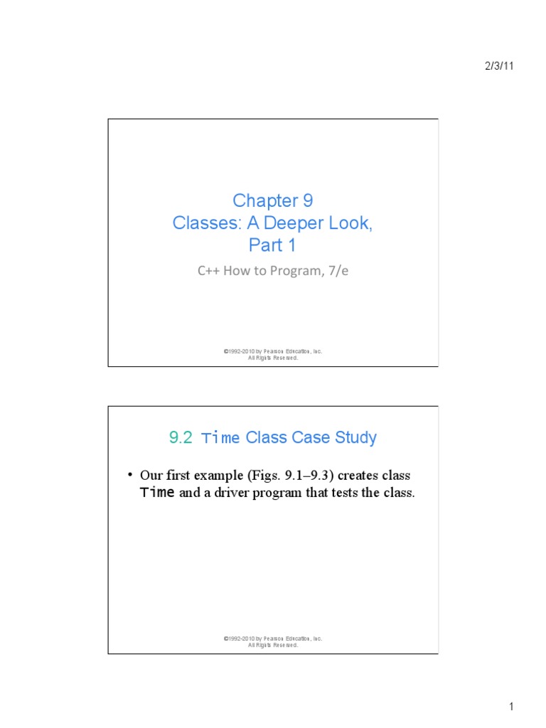 Classes: A Deeper Look,: C++ How To Program, 7/e | PDF | Constructor ...