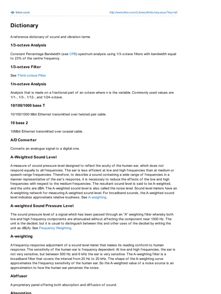 Sound and Vibration Dictionary (Brüel & Kjær Sound & Vibration ...