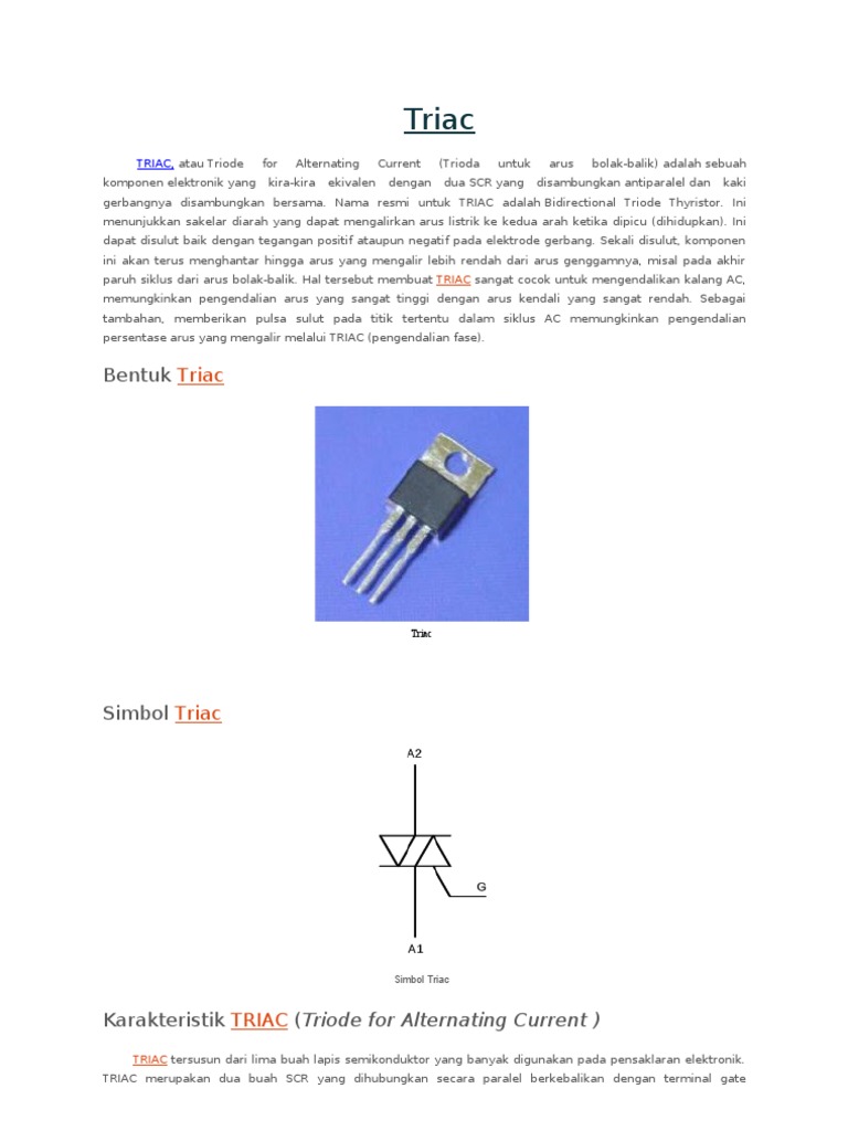 Karakteristik dan Fungsi TRIAC | PDF