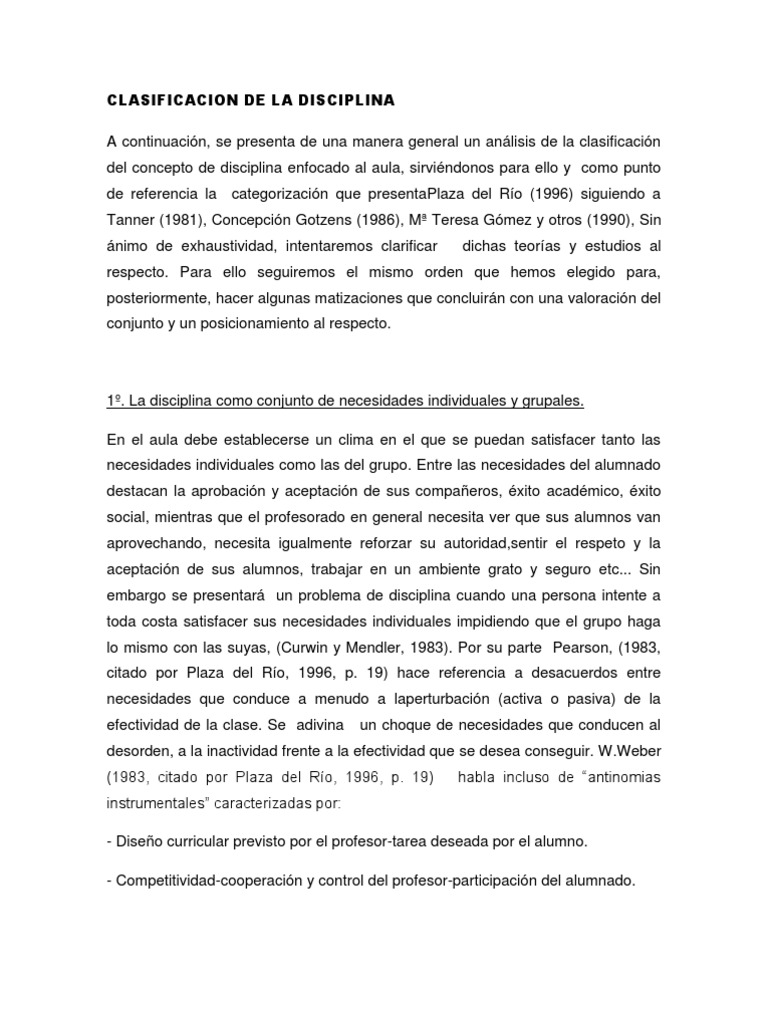 Clasificacion de La Disciplina | PDF | Disciplinas | Comportamiento