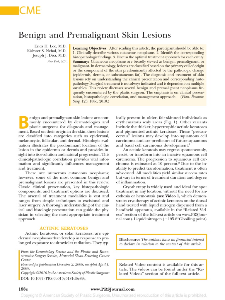 Benign and Premalignant Skin Lesions.31 | PDF | Cutaneous Conditions ...