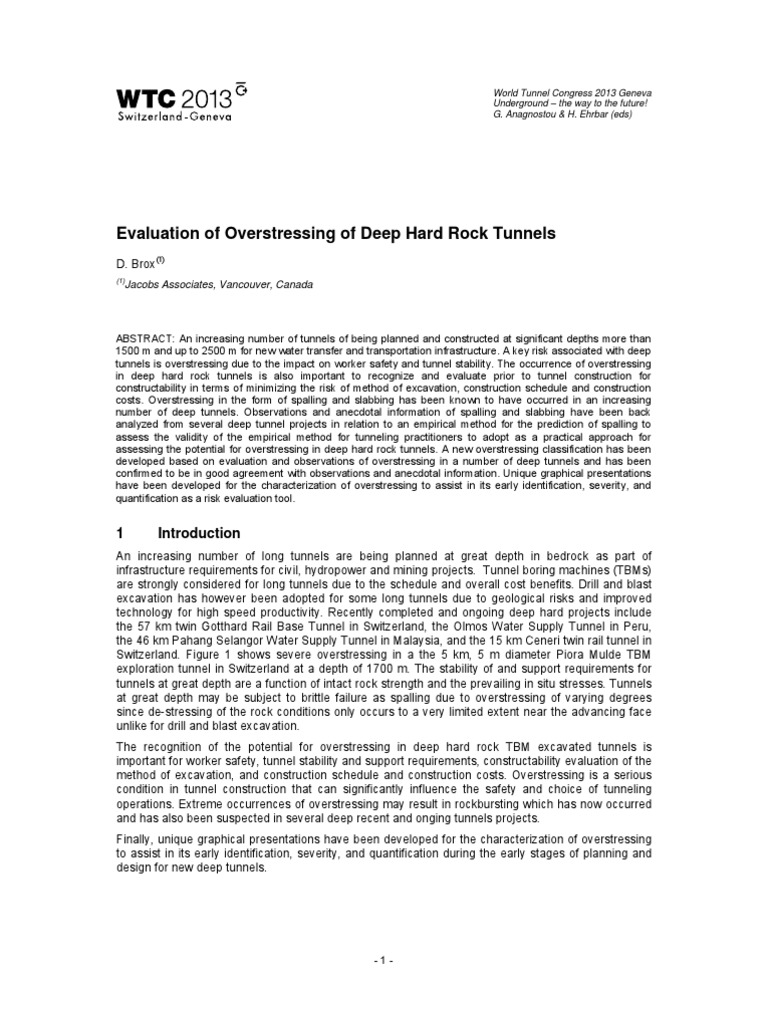 WTC2013 - BROX - Evaluation of Overstressing in Deep Tunnels - Feb 15 ...