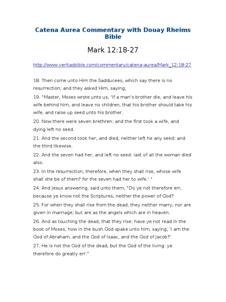 Mark 12 18-27 | PDF | Elijah | Jesus