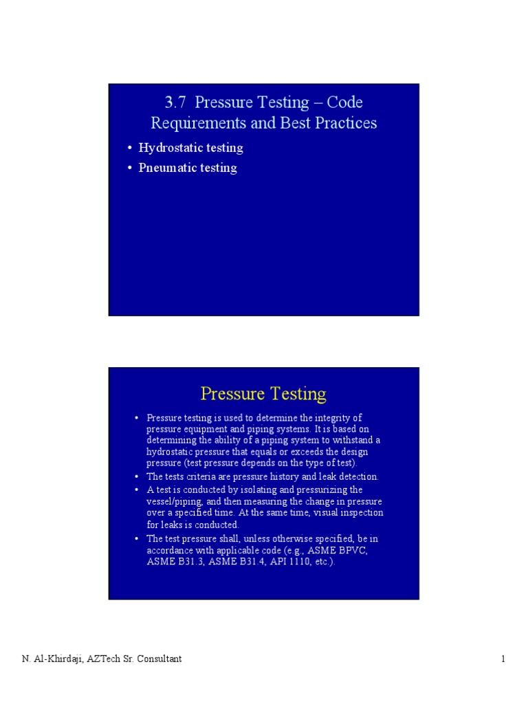 Guidelines and Best Practices for Pressure Testing Piping Systems and ...