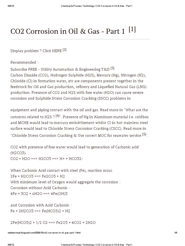CO2 Corrosion in Oil & Gas - Part 1 | PDF | Corrosion | Carbon Dioxide