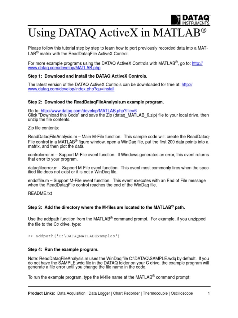 Using Dataq Activex in Matlab | PDF | Matlab | Zip (File Format)