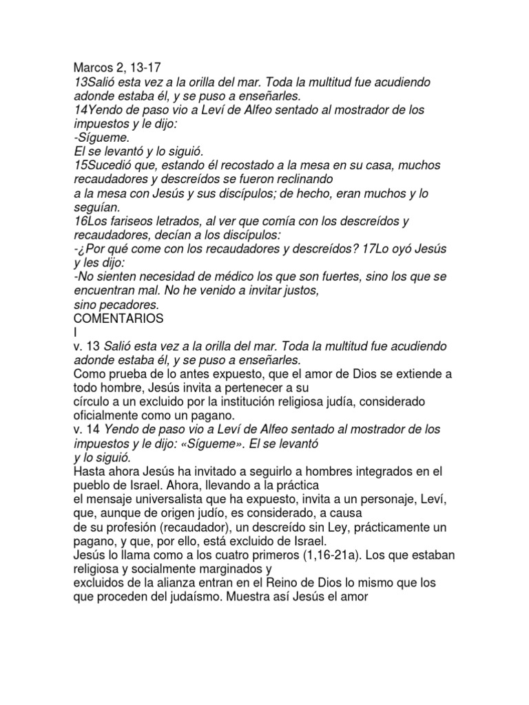 Marcos 2,13 17 | PDF | Sacerdote | Jesús