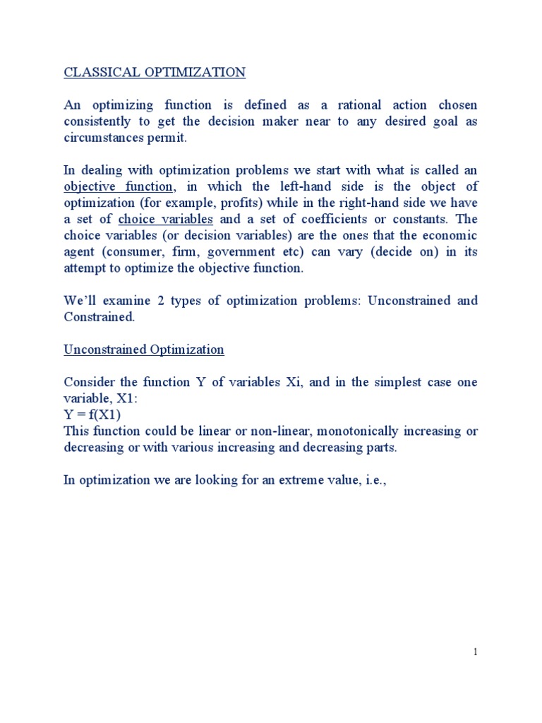 Economics and Optimization Techniques | PDF | Mathematical Optimization ...