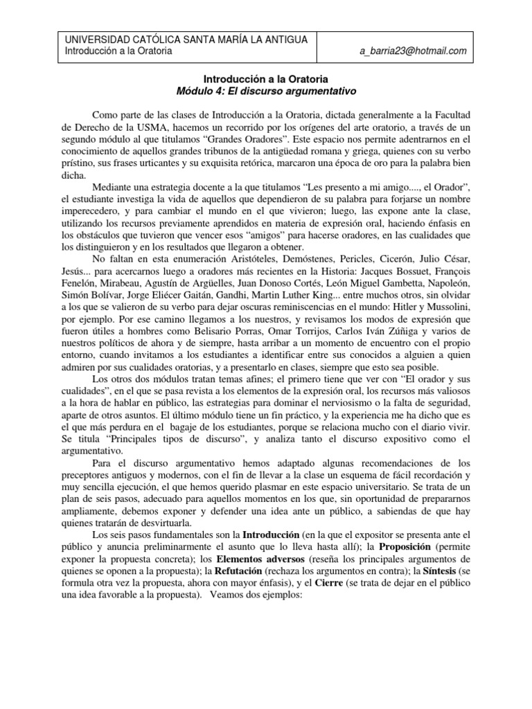 Oratoria-Modelo de Discurso Argumentativo
