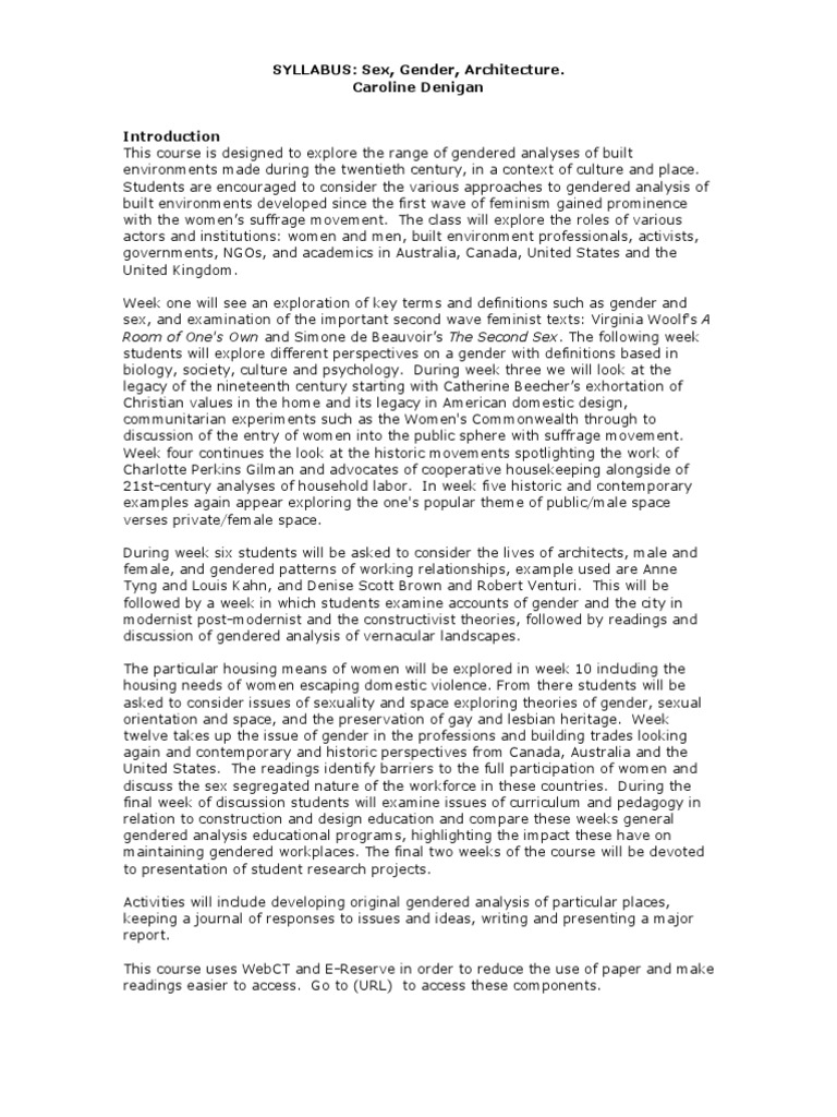 Gendered Perspectives in Architecture | PDF | Gender | Gender Studies