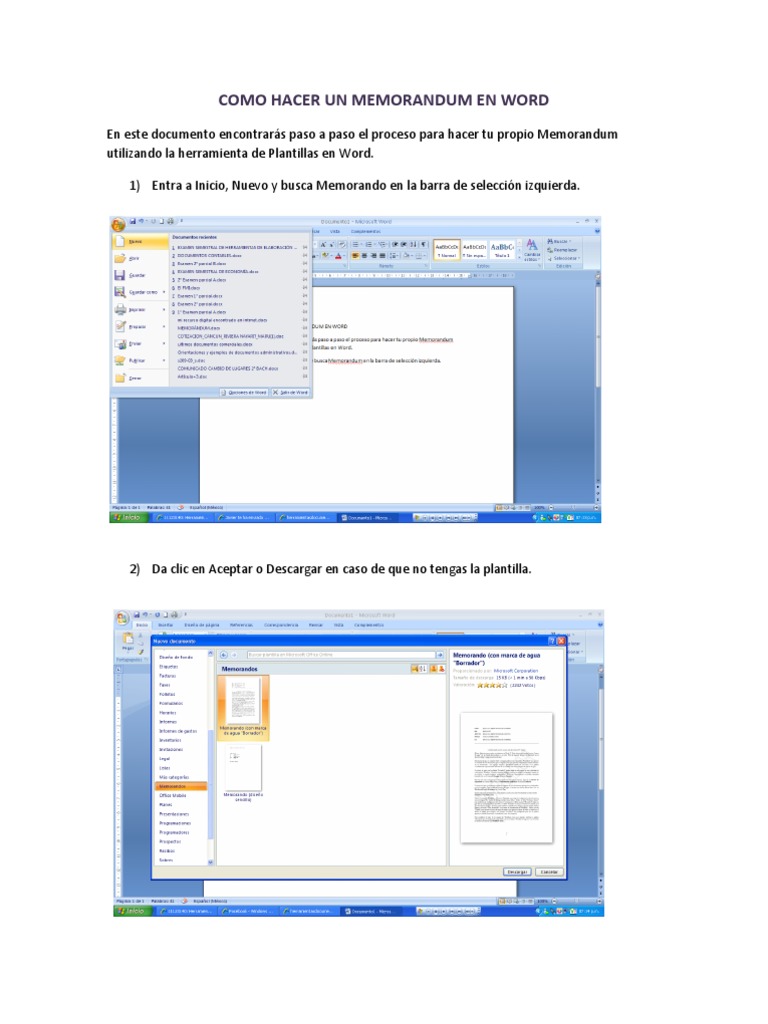 Cómo crear un memorando en Word | PDF