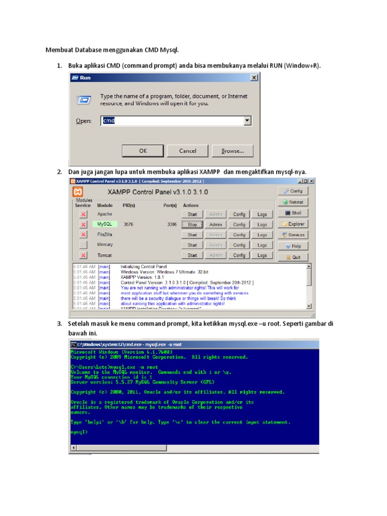 Membuat Database Menggunakan CMD Mysql | PDF | Metode & Bahan Ajar ...