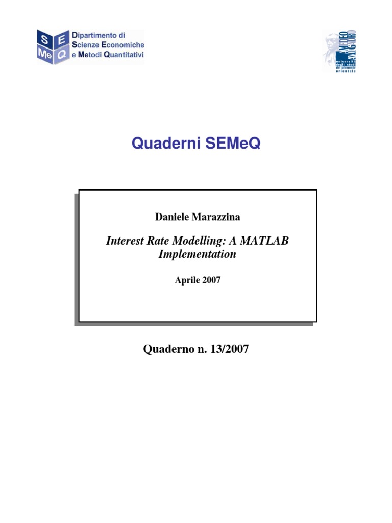Interest Rate Modelling A Matlab Implementation Pdf Yield Curve Spline Mathematics 