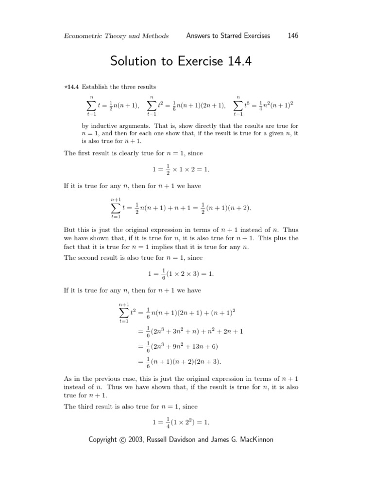 Solution To Exercise 14.4: Econometric Theory and Methods | PDF